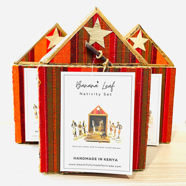 Kenya | Nativity Set - 11 Pieces with Stable Box - Beautifully Made